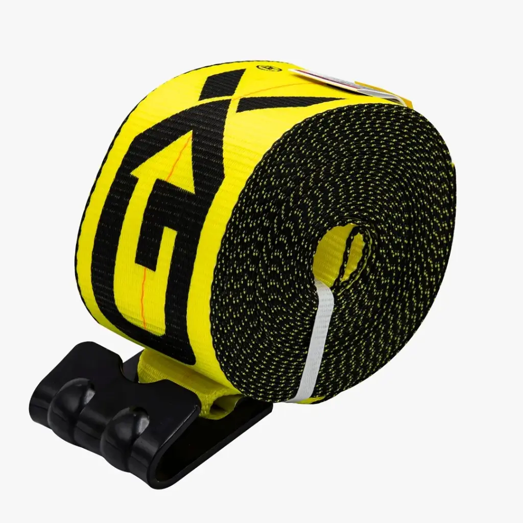 4" X 30' Winch Strap W/ Flat Hook 5400 Lbs Wll - Yellow | GearMax Pro