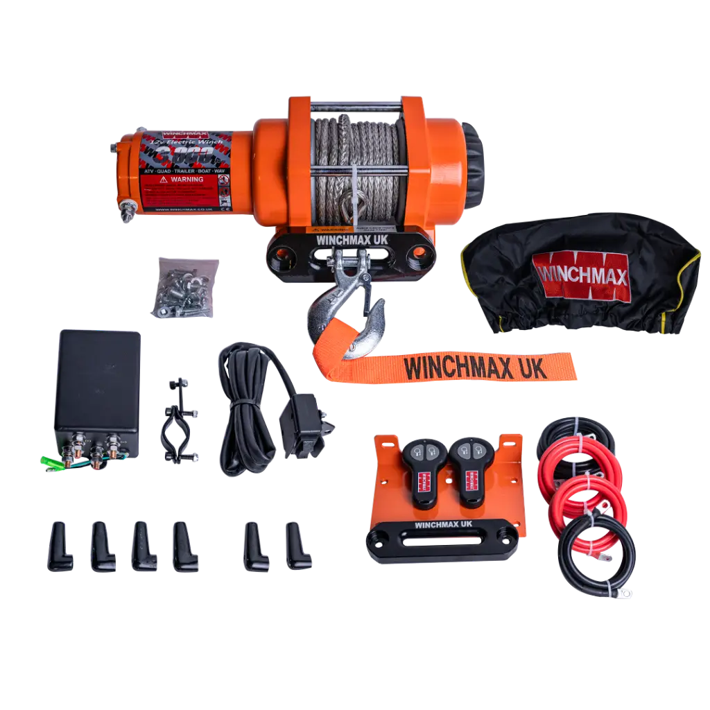 Winchmax Winch Synthetic Rope 50' - 3,000 Lbs - 12v - Orange | GearMax Pro